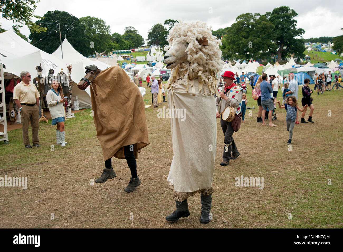 Actors dressed as mythical cornish figures perform at the Port Eliot ...