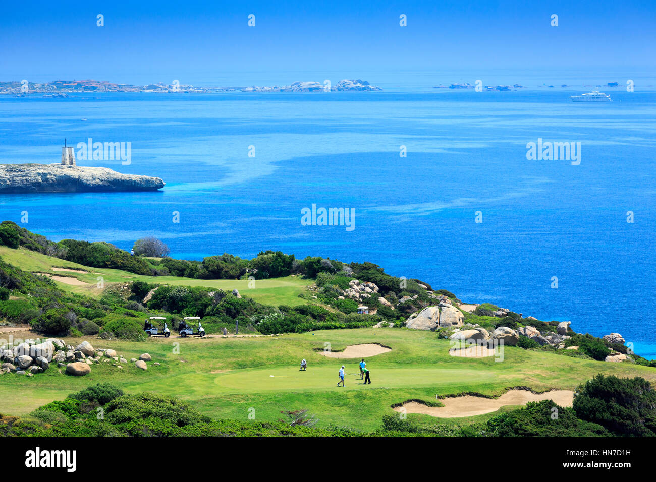Sperone Golf Course with view to Cavallo islands, Sperone, Corsica ...