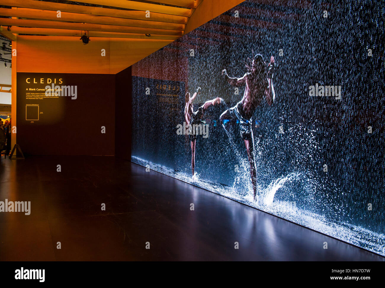 Video wall at the Sony booth at the CES show in Las Vegas , CES is the ...