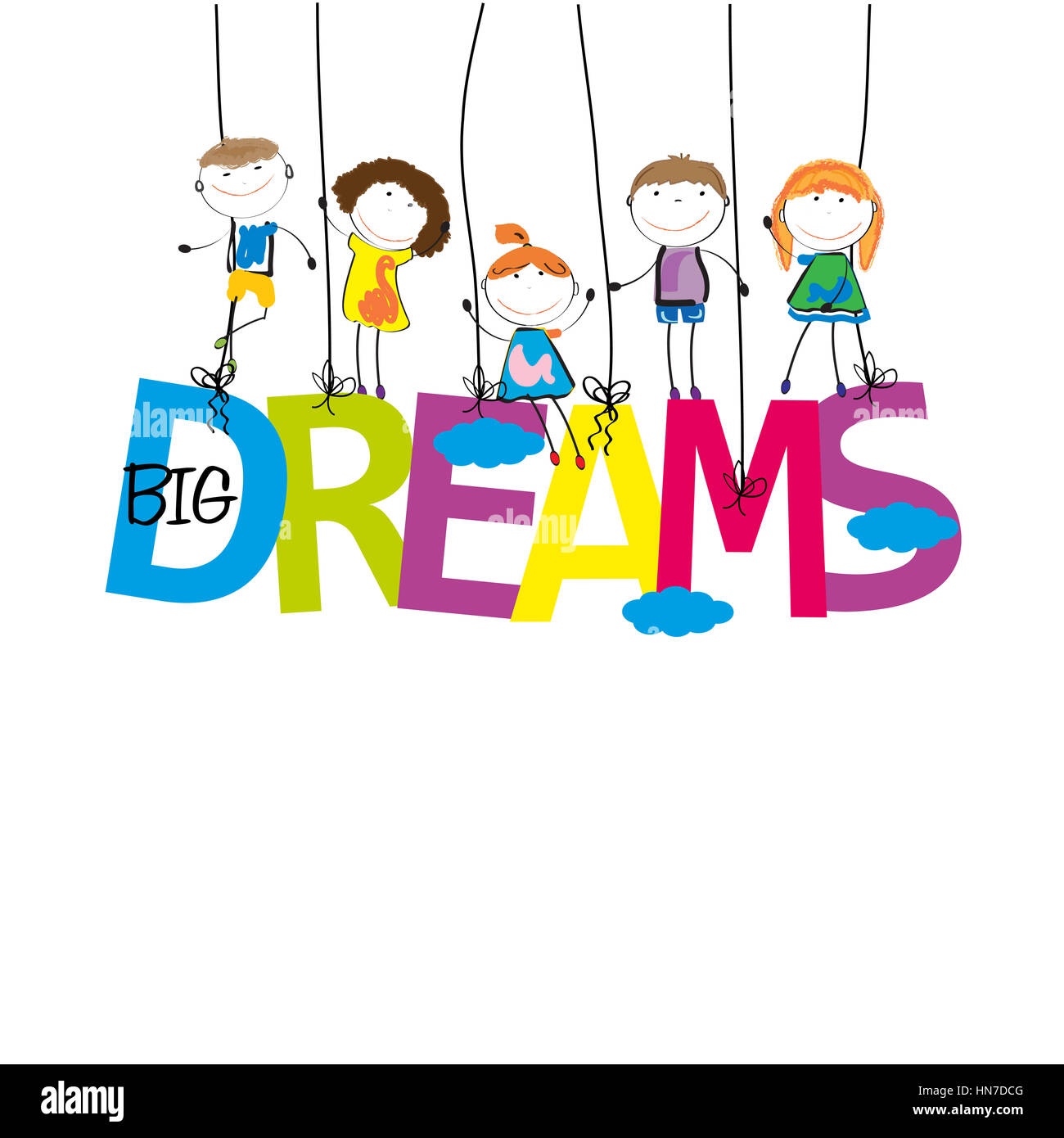 Boys and girls with the word dreams Stock Photo - Alamy