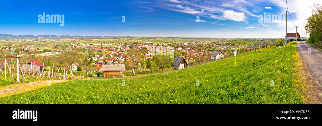 Town of Ivanec panorama from green hills, Zagorje, Croatia Stock Photo ...