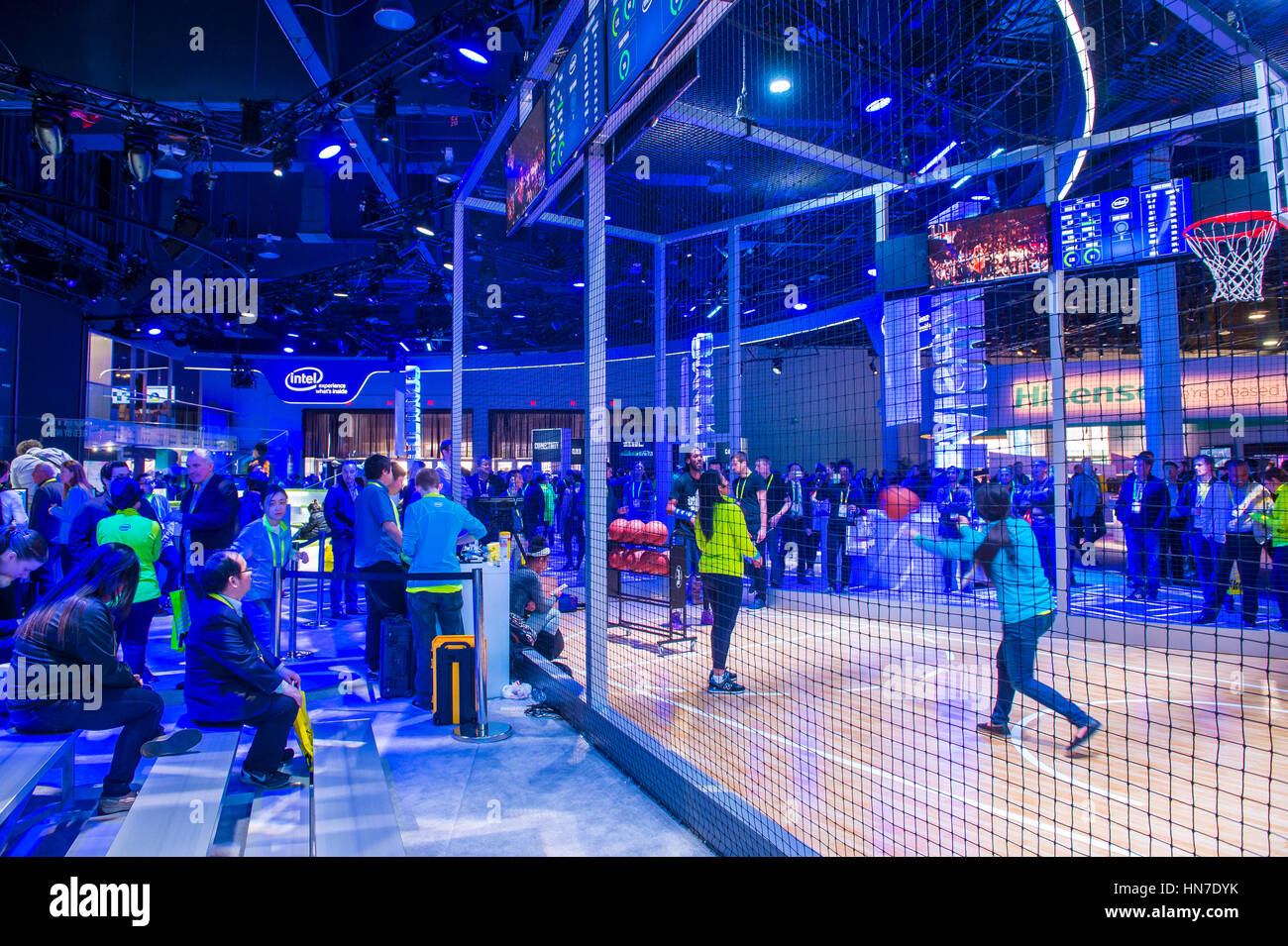 The Intel booth at the CES show in Las Vegas , CES is the world's ...