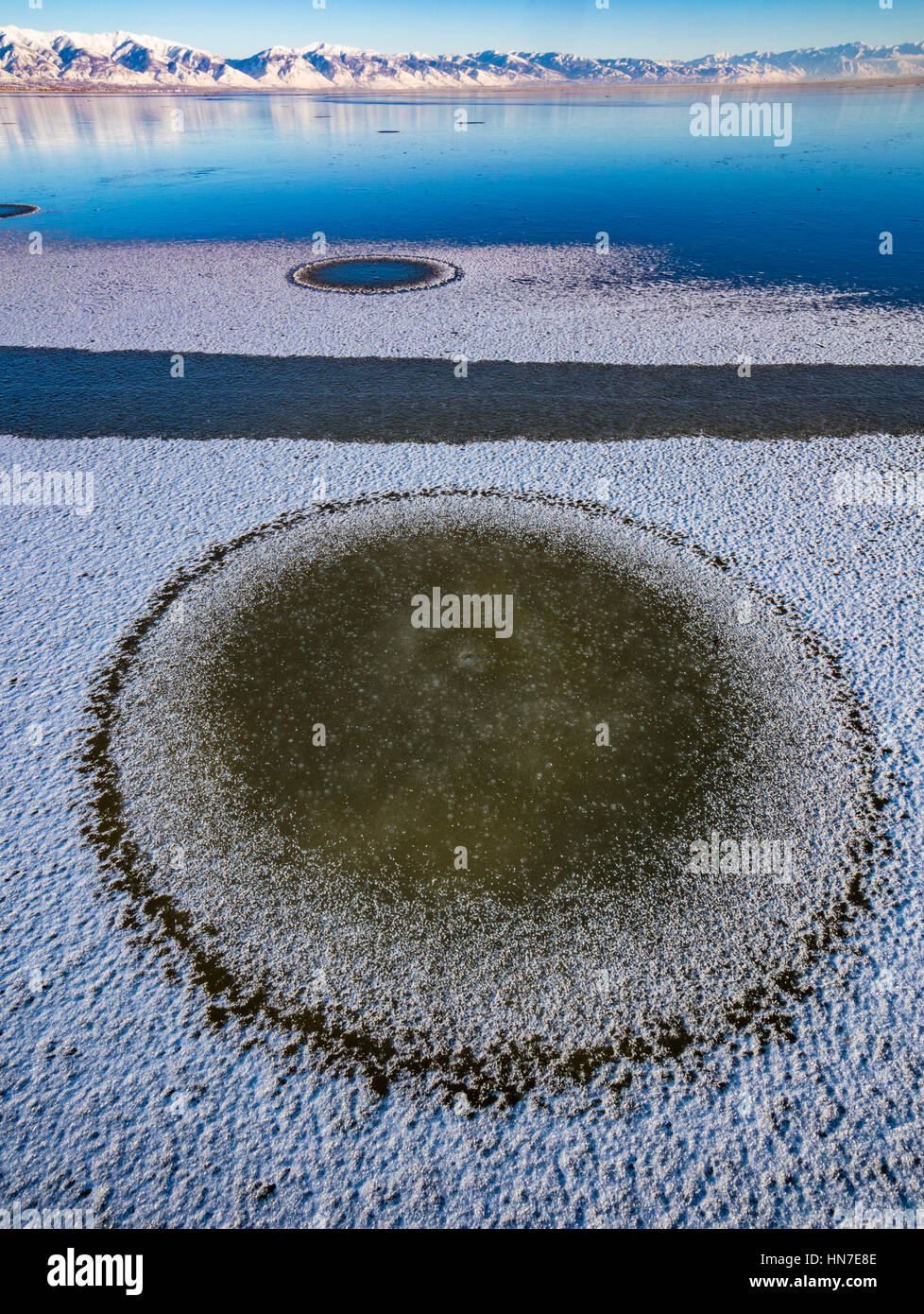 Natural ice formation, Great Salt Lake, Utah Antelope Island State Park ...