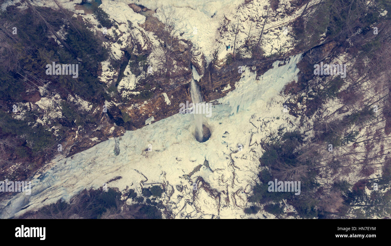 Aeriel view of frozen waterfall Stock Photo - Alamy