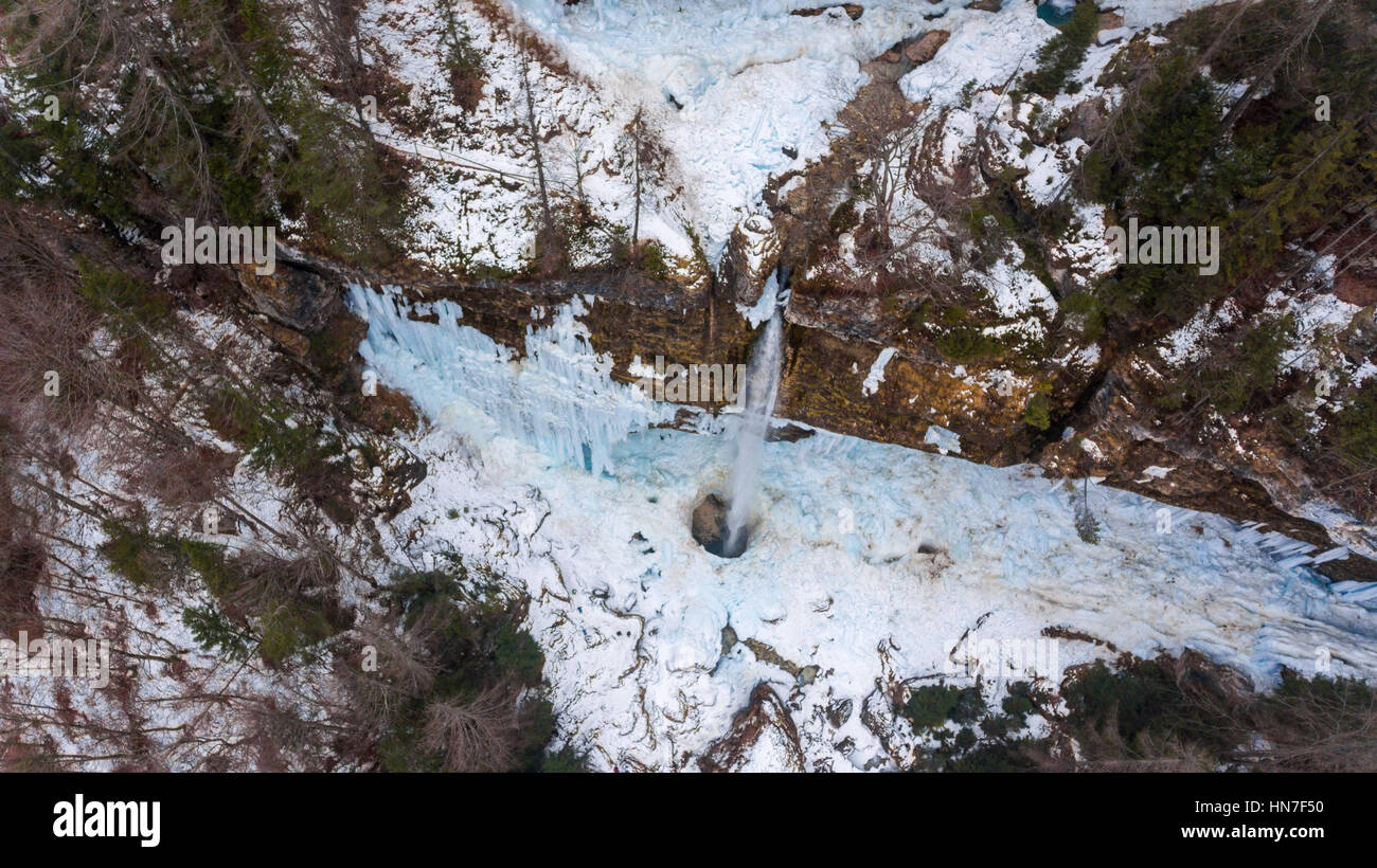 Aeriel view of frozen waterfall Stock Photo - Alamy