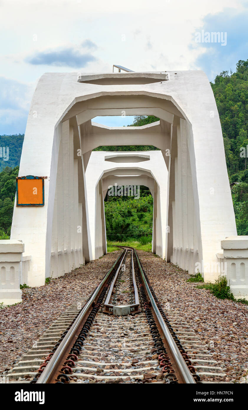 White bridge backdrop blue sky at mae tha, Lamphun, Thailand Stock ...