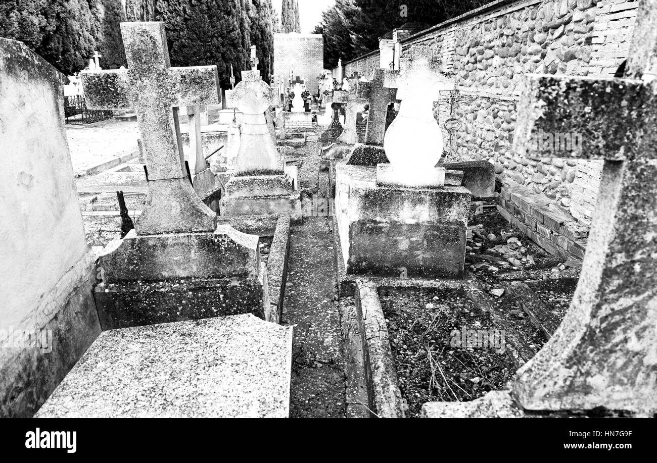 Ancient graves with crosses, detail of a Christian cemetery Stock Photo ...