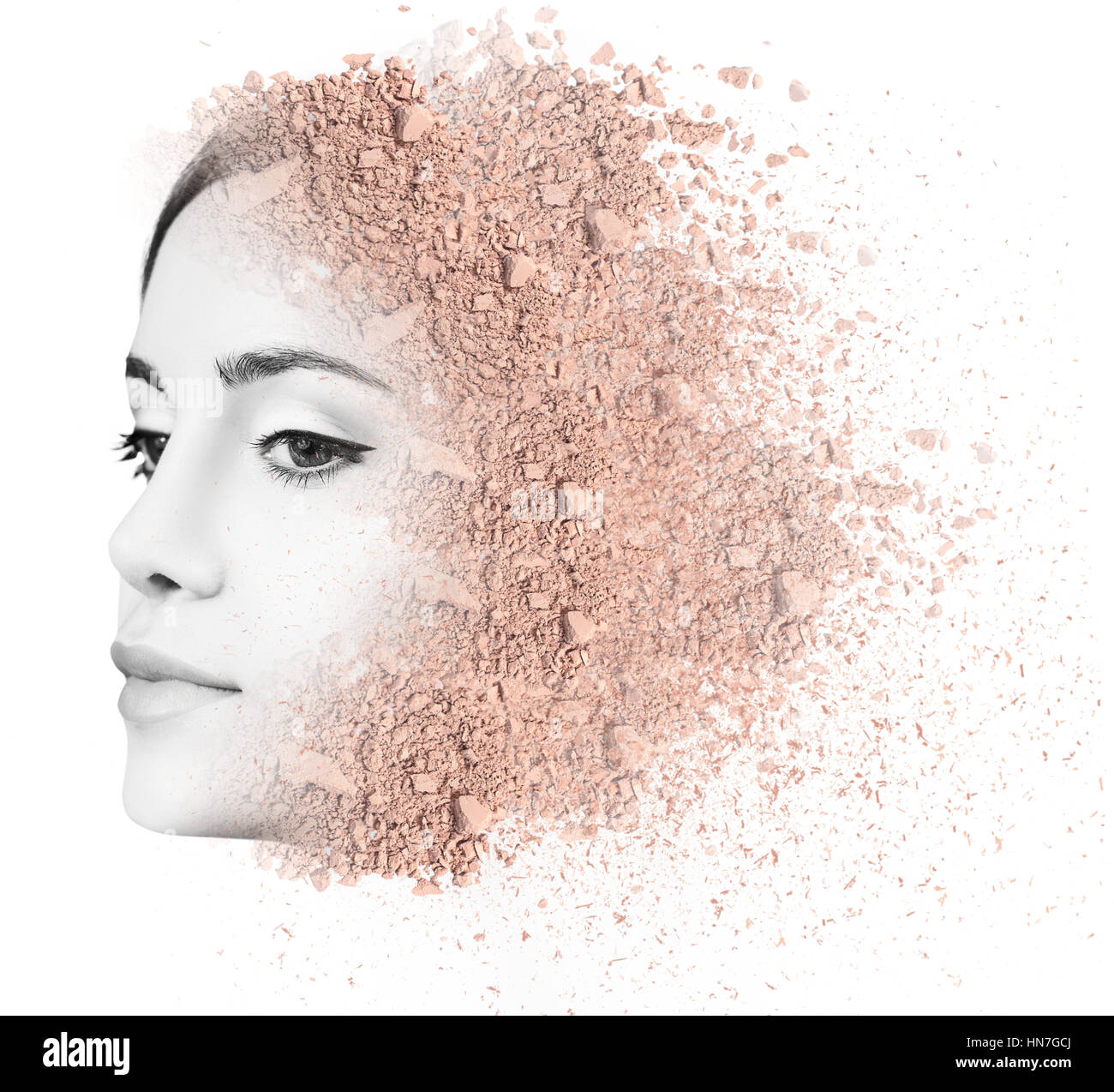 Woman face made from crumbly powder Stock Photo - Alamy