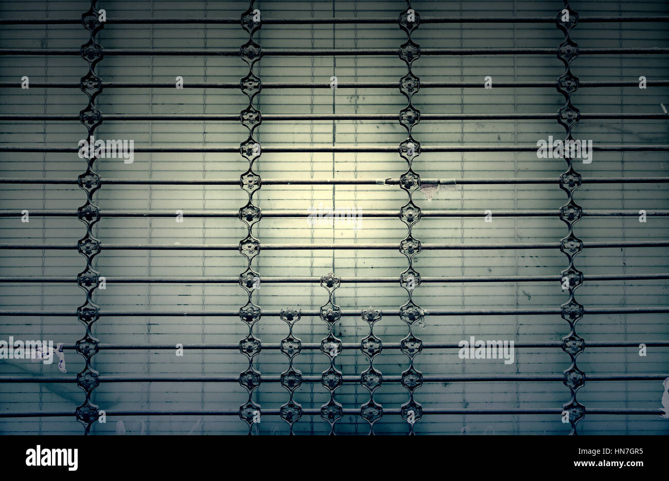 Metal wall protection, detail from a closed metal ottoman, security ...