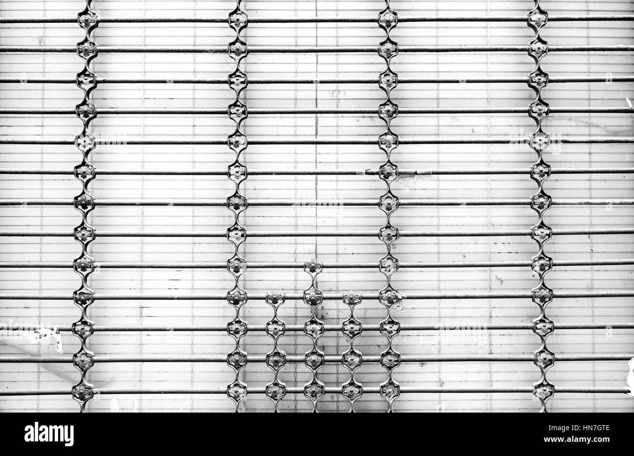 Metal wall protection, detail from a closed metal ottoman, security ...