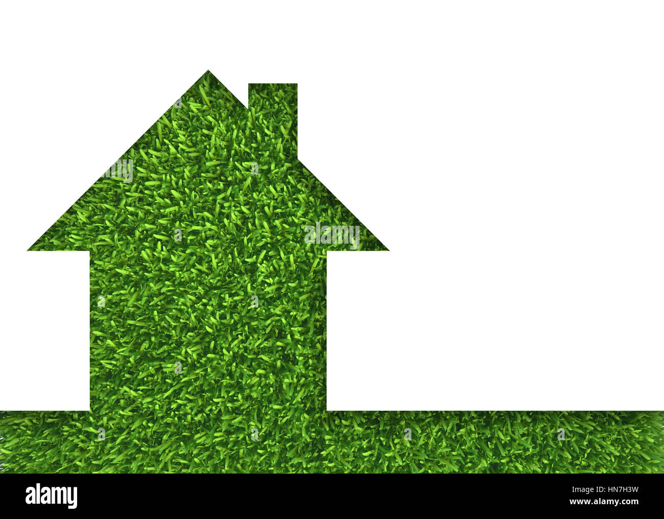 Grass home icon from background, isolated on white Stock Photo - Alamy