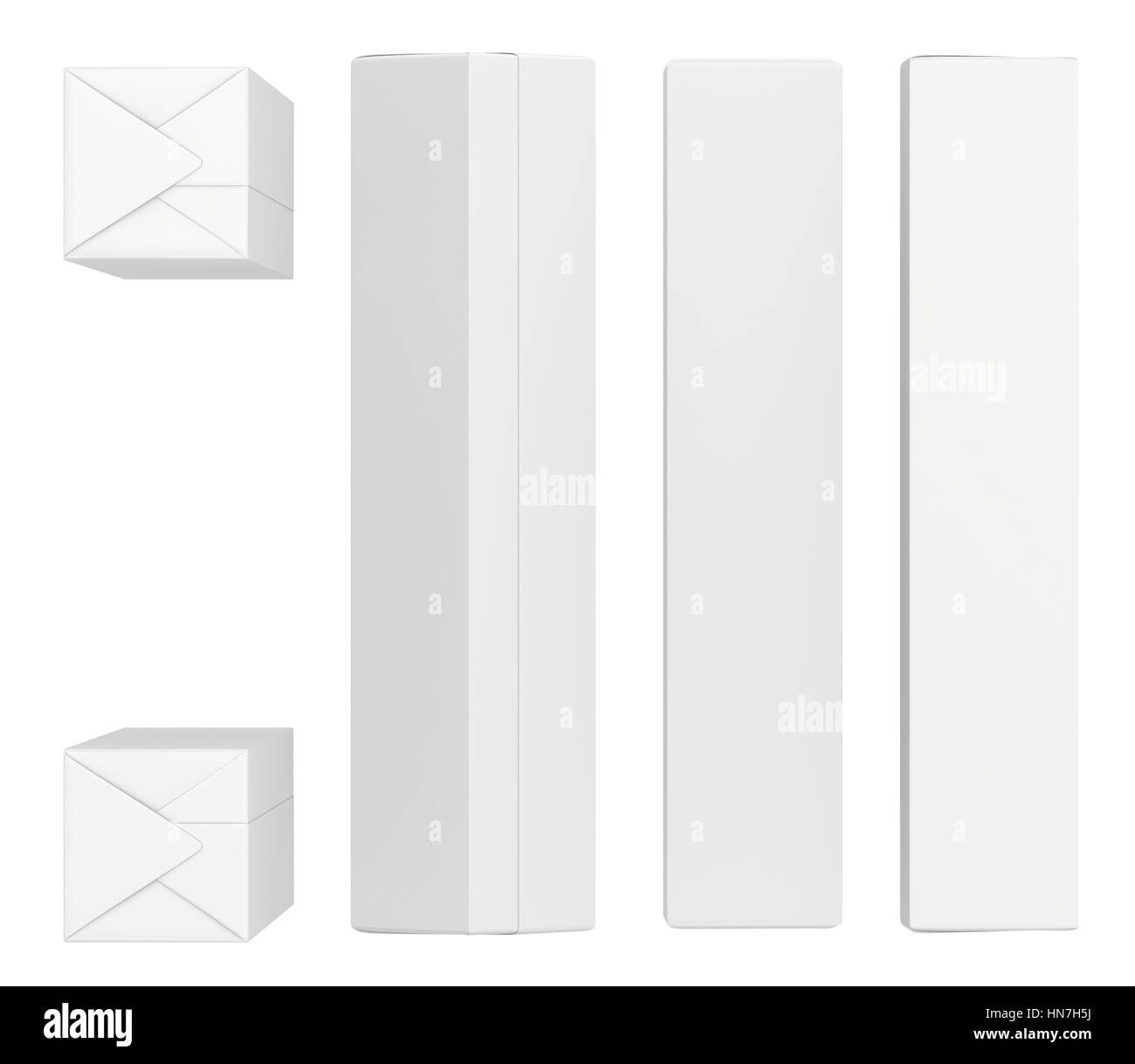 Group of blank boxes. Retail package mockup set. Isolated on white. 3d ...
