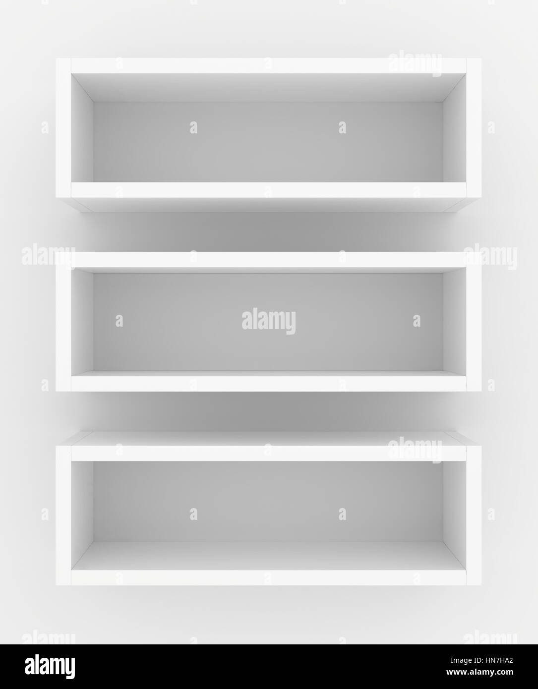 White blank showcase displays shelves front view. 3D rendering Stock ...