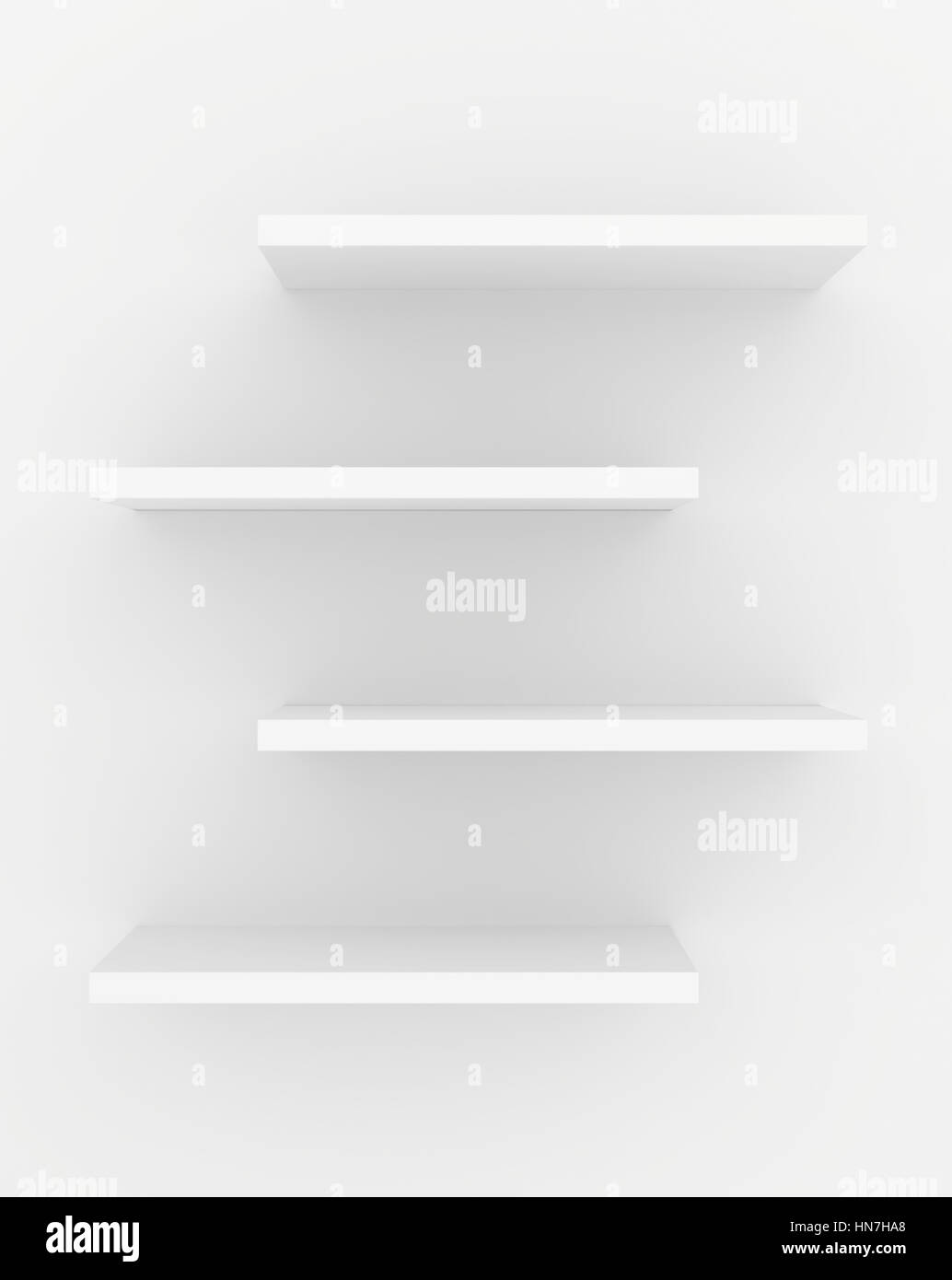 White blank showcase displays shelf front view. 3D rendering Stock ...