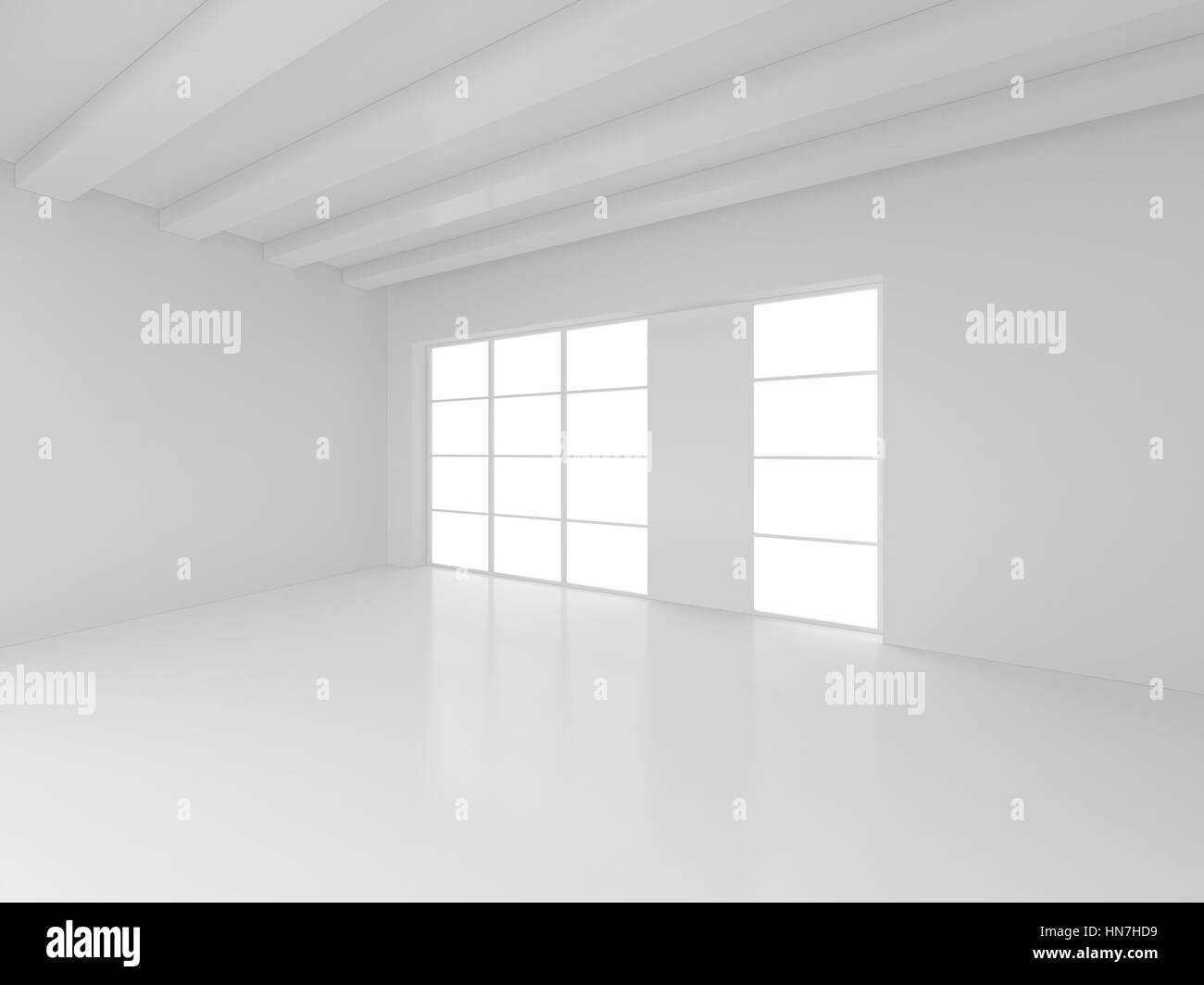High resolution white room with window. 3d rendering Stock Photo - Alamy