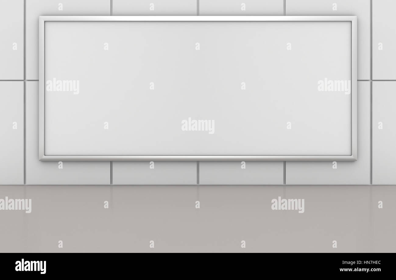 Blank advertising billboard on tile wall Stock Photo - Alamy