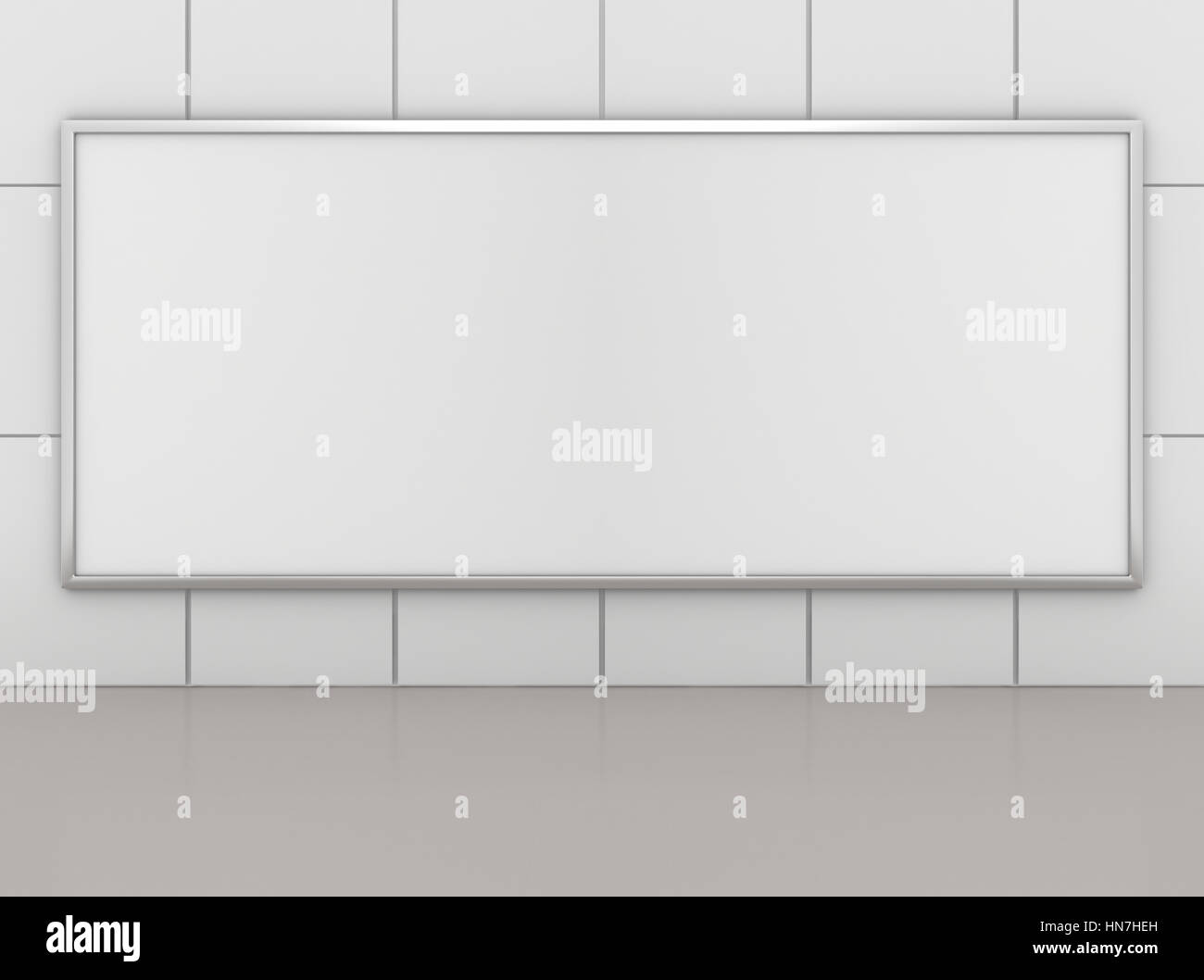 Blank advertising billboard on tile wall Stock Photo - Alamy