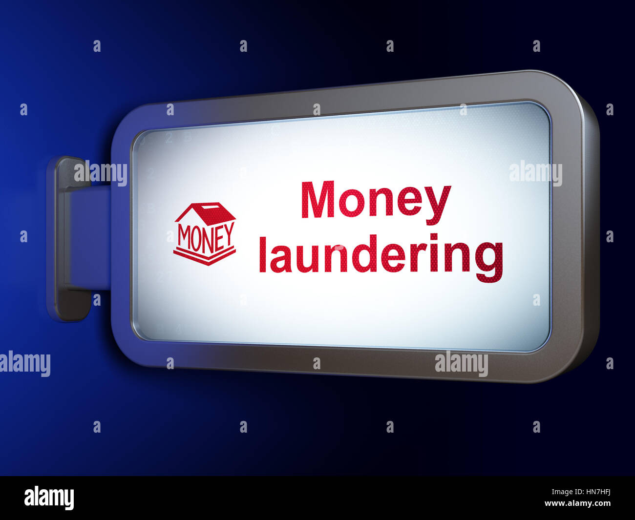 Banking concept: Money Laundering and Money Box on advertising ...