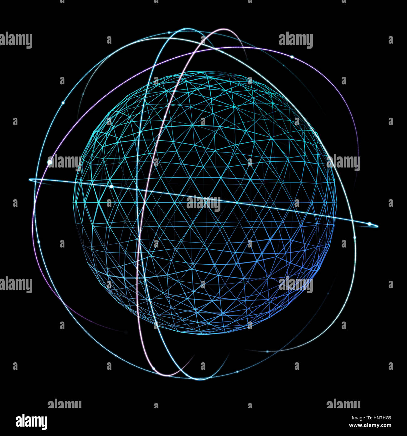 Digital design of a global network on orbit space Stock Photo - Alamy