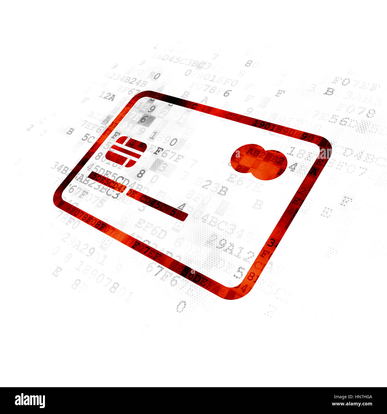 Currency concept: Pixelated red Credit Card icon on Digital background ...
