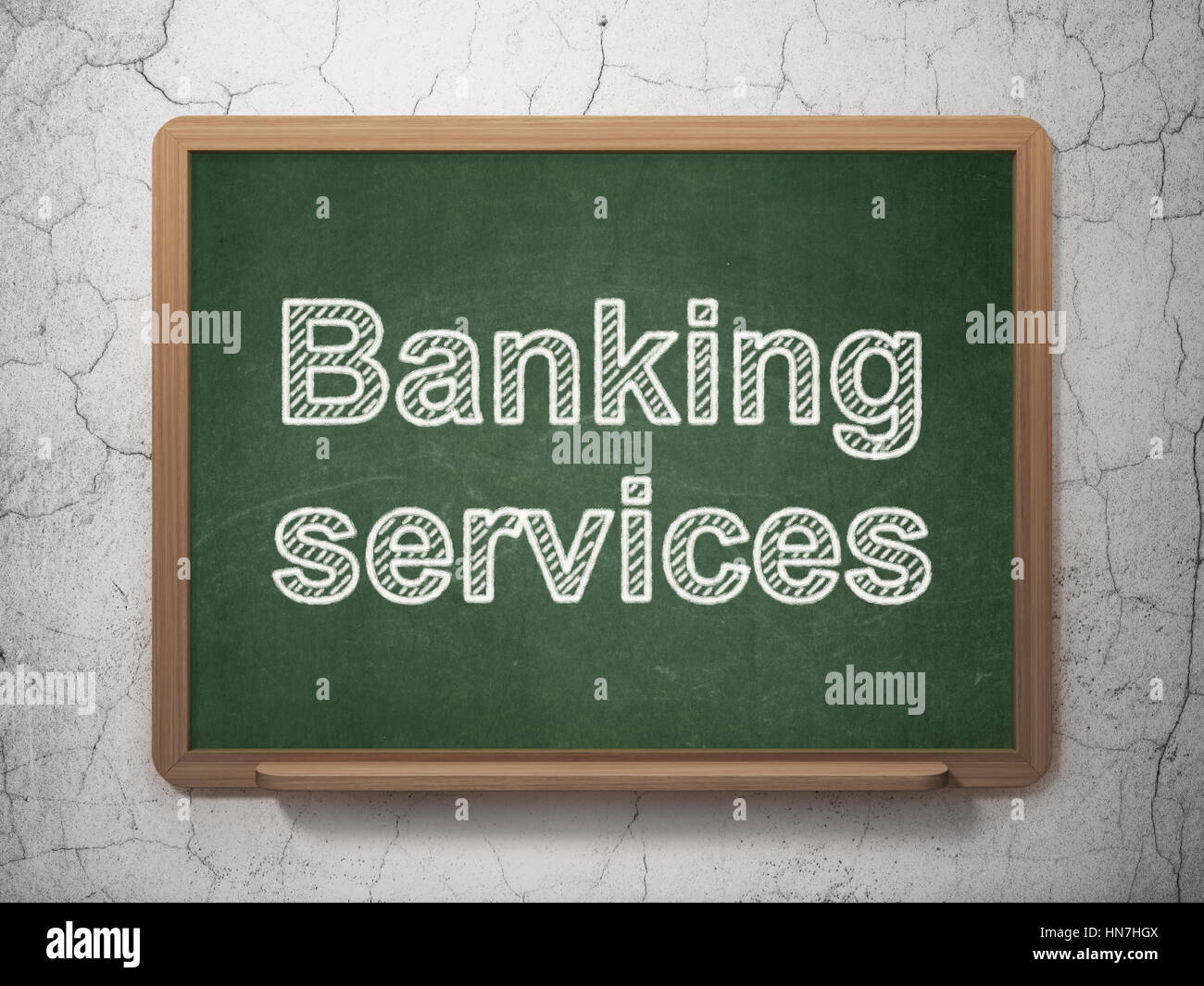 Currency concept: text Banking Services on Green chalkboard on grunge ...