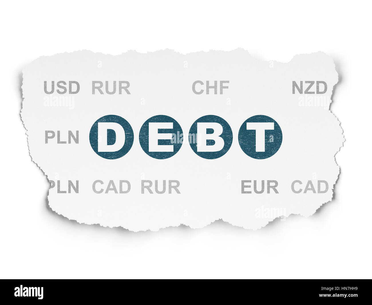 Money concept: Painted blue text Debt on Torn Paper background with ...