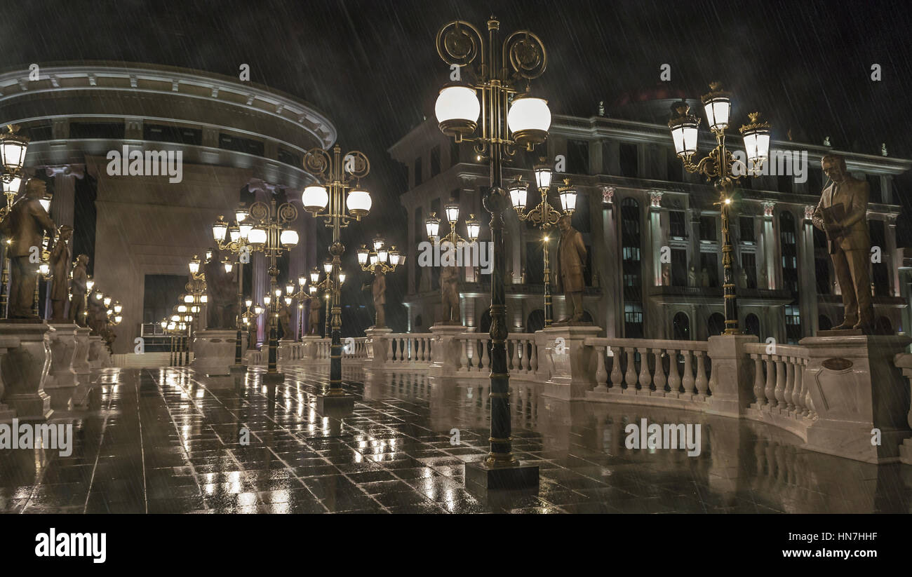 Lampposts on rain Stock Photo - Alamy