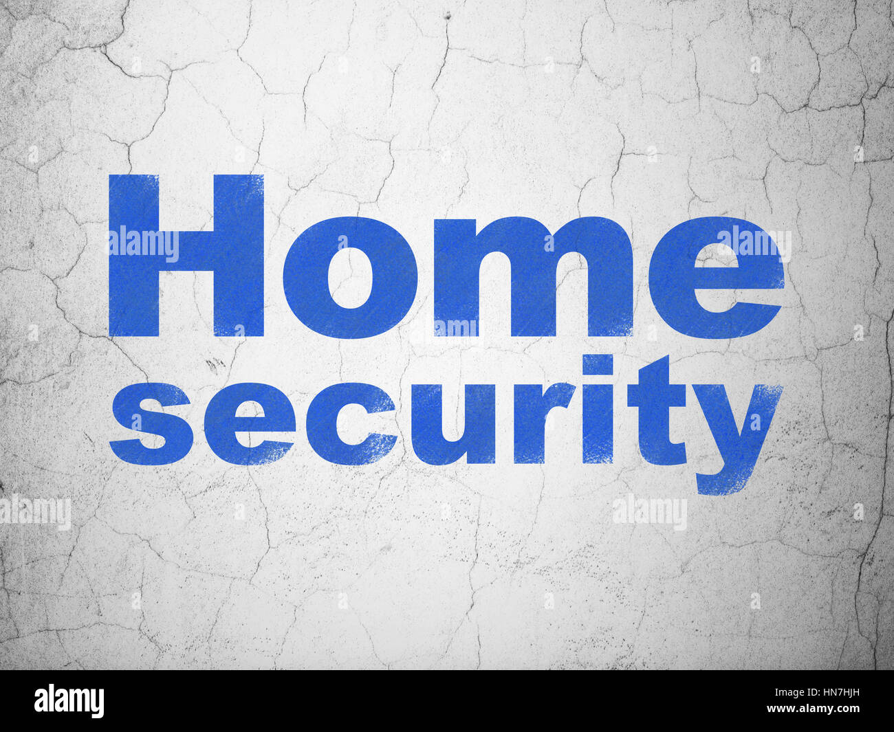 Security concept: Blue Home Security on textured concrete wall ...