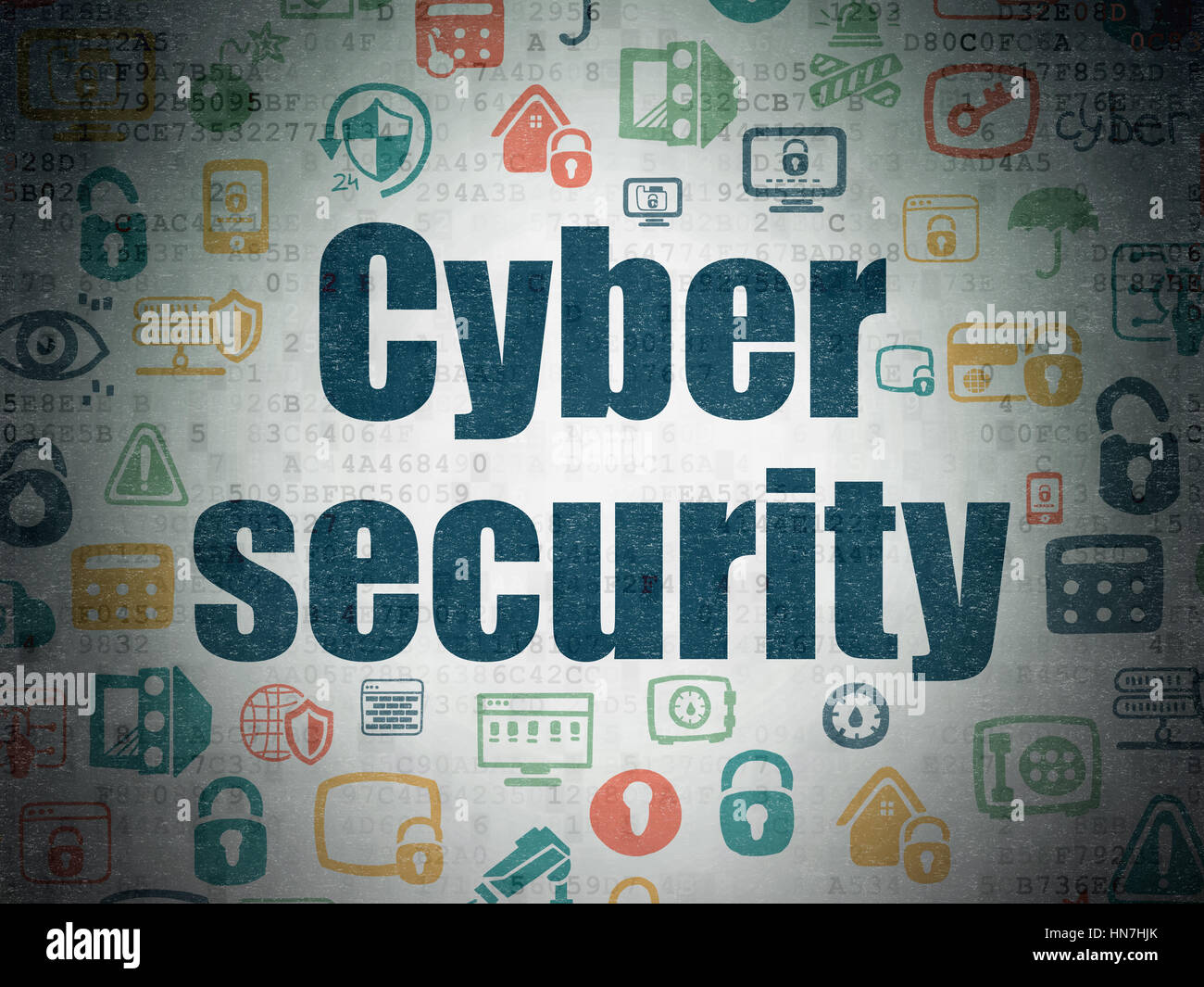 Safety concept: Painted blue text Cyber Security on Digital Data Paper ...