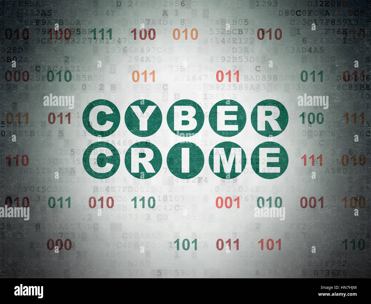 Protection concept: Painted green text Cyber Crime on Digital Data Paper background with Binary ...