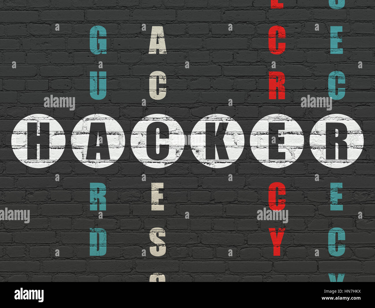 Privacy concept: Painted white word Hacker in solving Crossword Puzzle ...