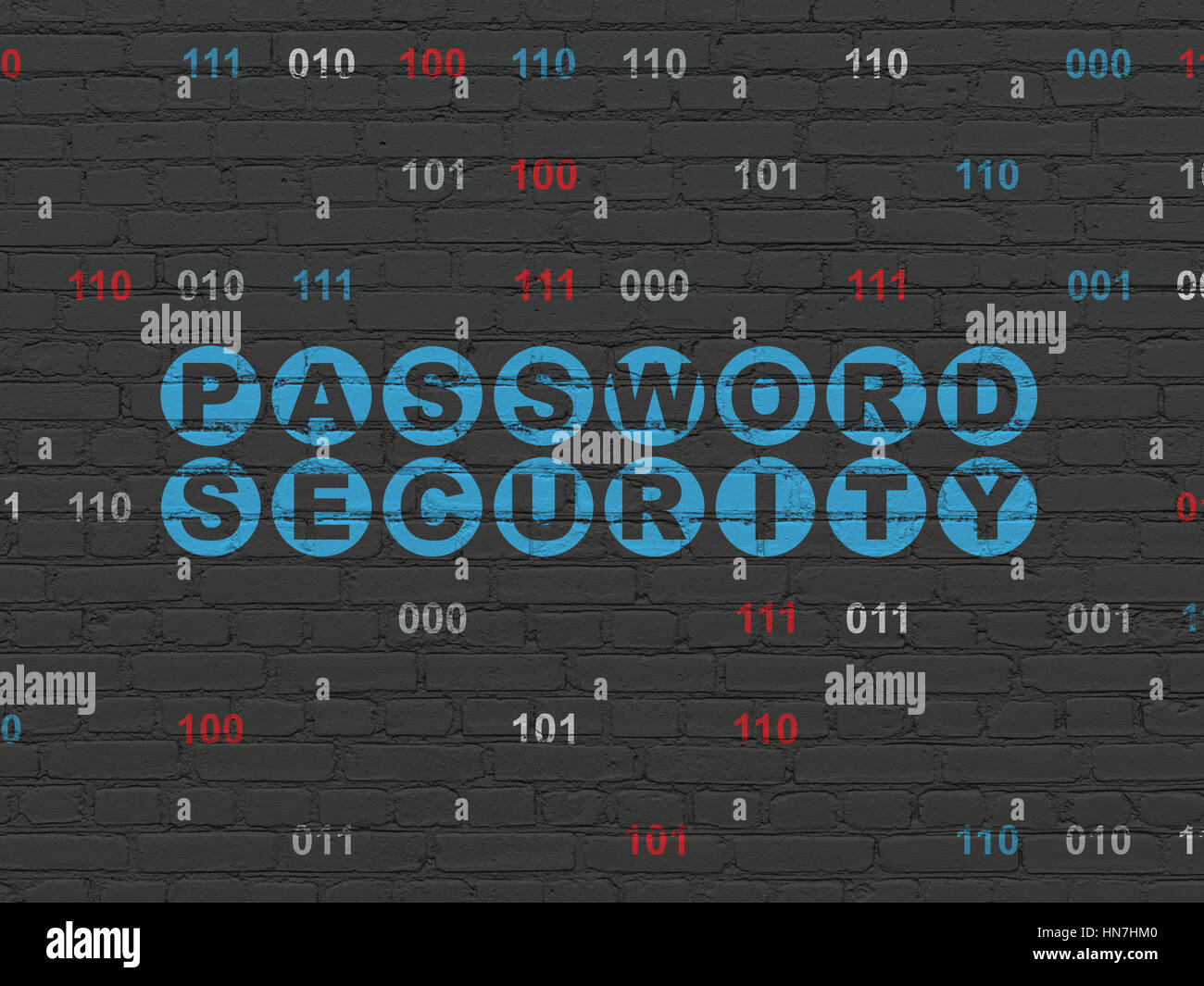 Security concept: Painted blue text Password Security on Black Brick ...