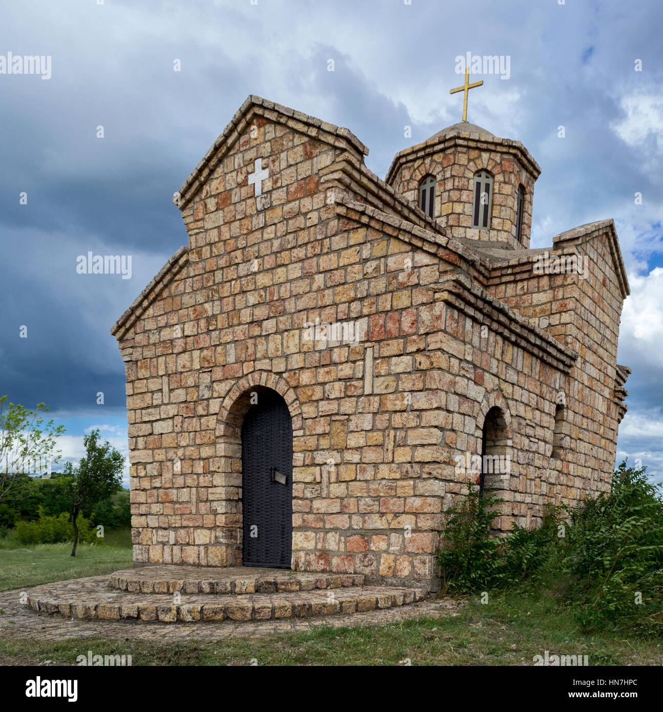 Little church on the hill Stock Photo - Alamy