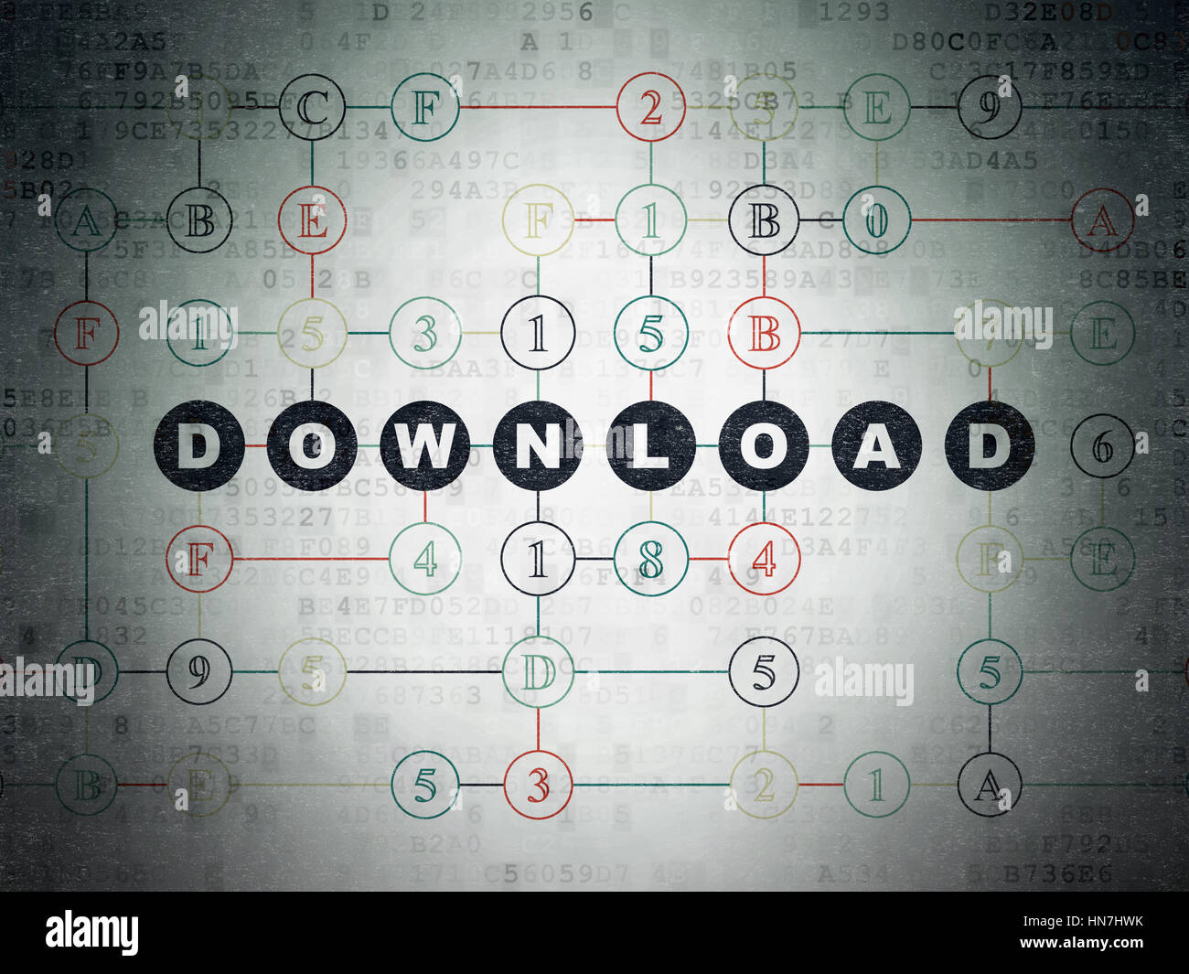 Web design concept: Painted black text Download on Digital Data Paper background with ...