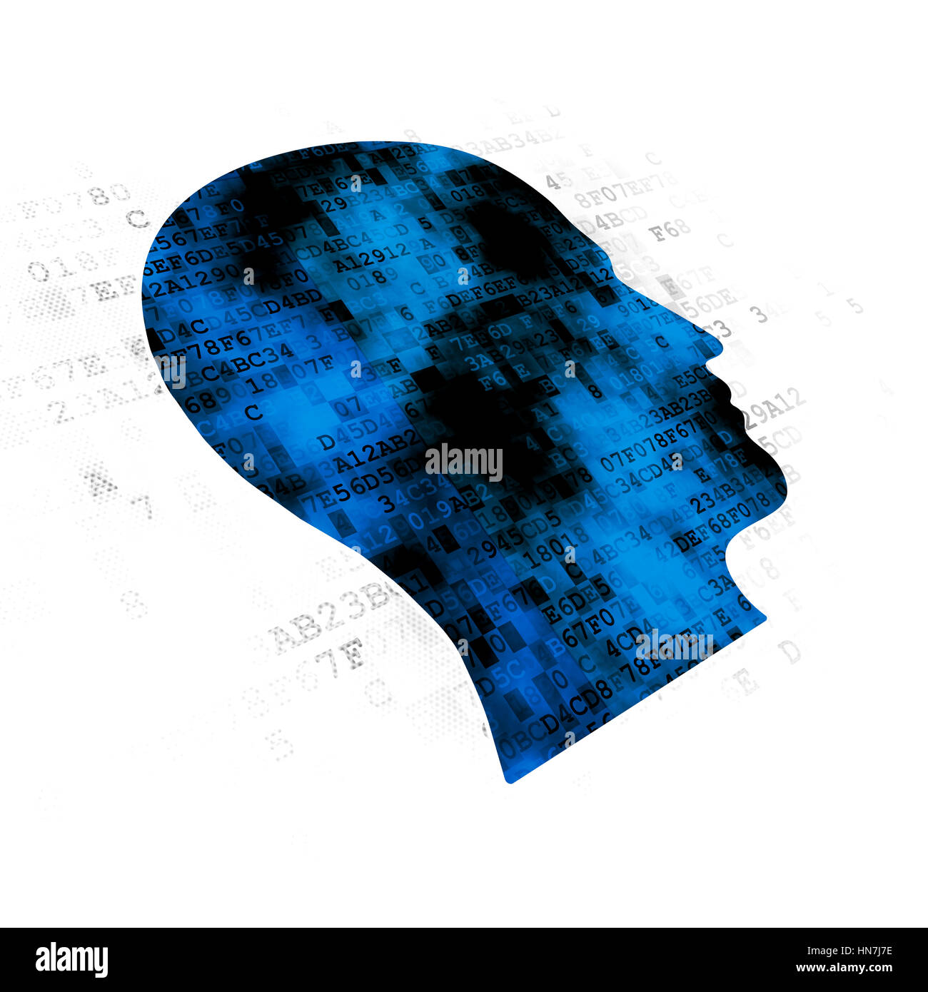 Advertising concept: Pixelated blue Head icon on Digital background ...
