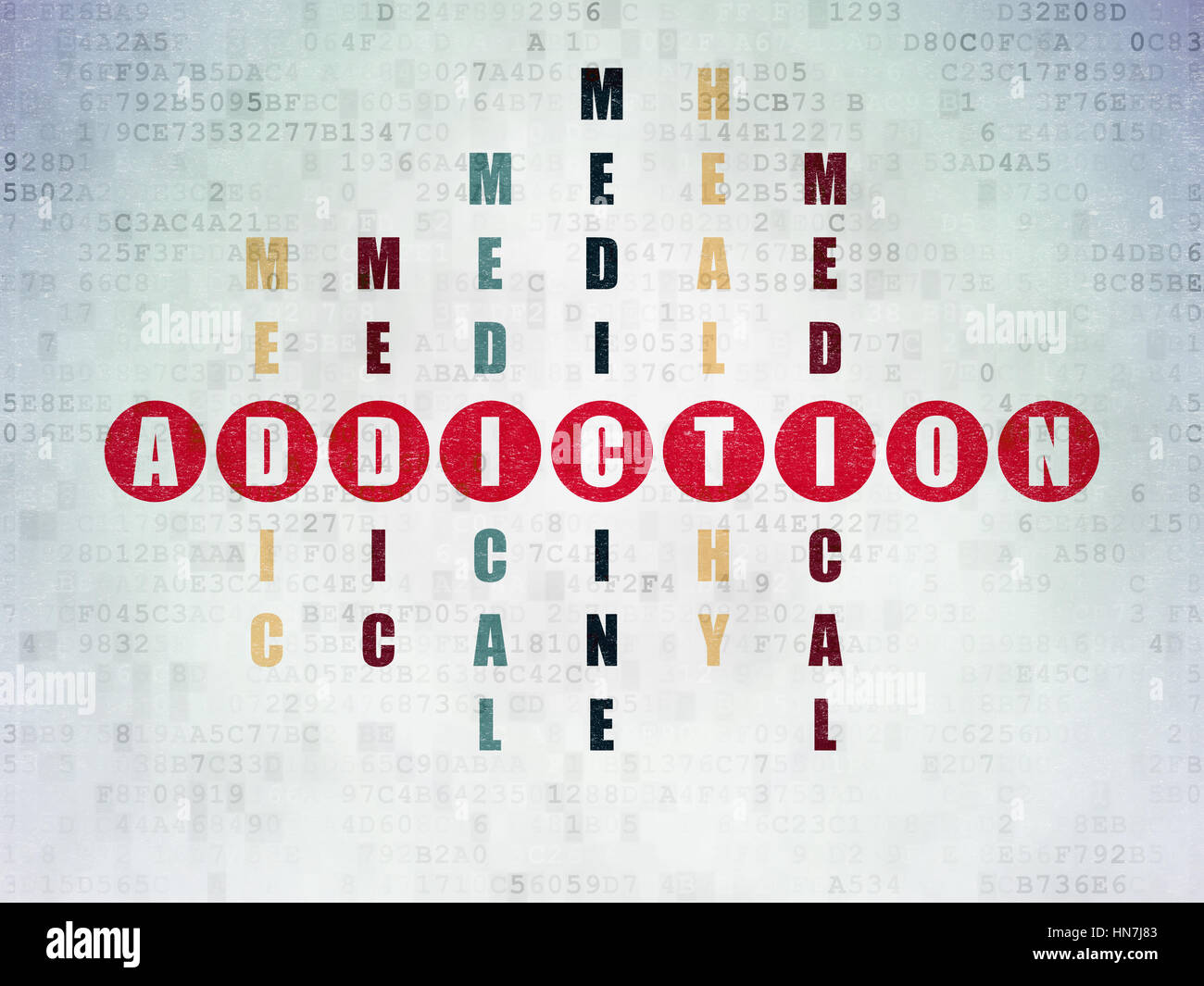 Healthcare concept: Painted red word Addiction in solving Crossword ...