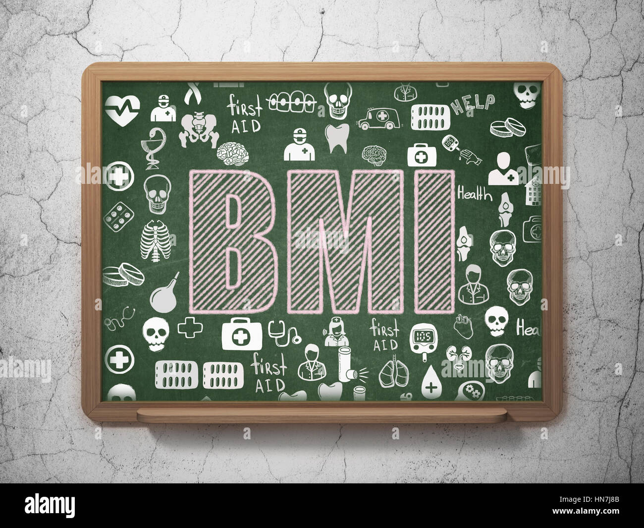 Healthcare concept: Chalk Pink text BMI on School board background with ...