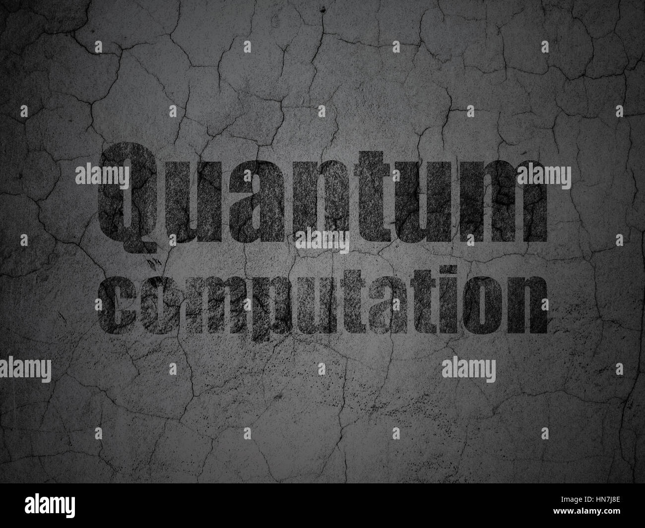 Science concept: Black Quantum Computation on grunge textured concrete ...
