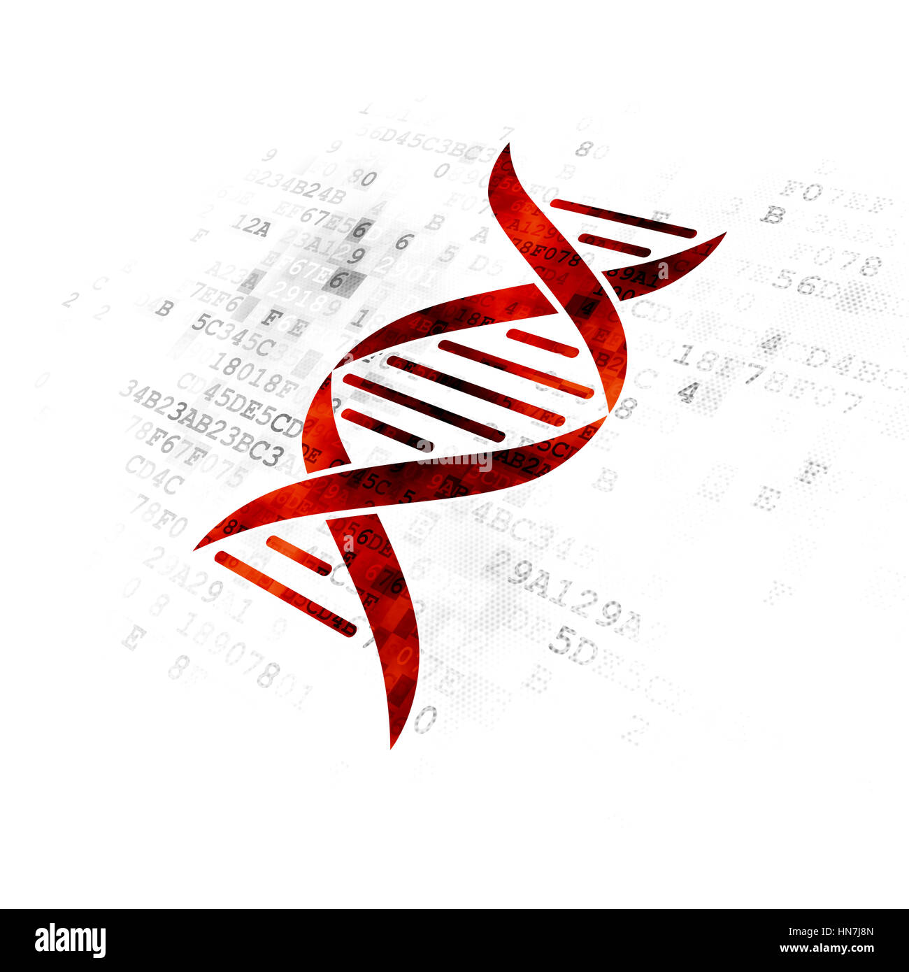 Science concept: Pixelated red DNA icon on Digital background Stock ...