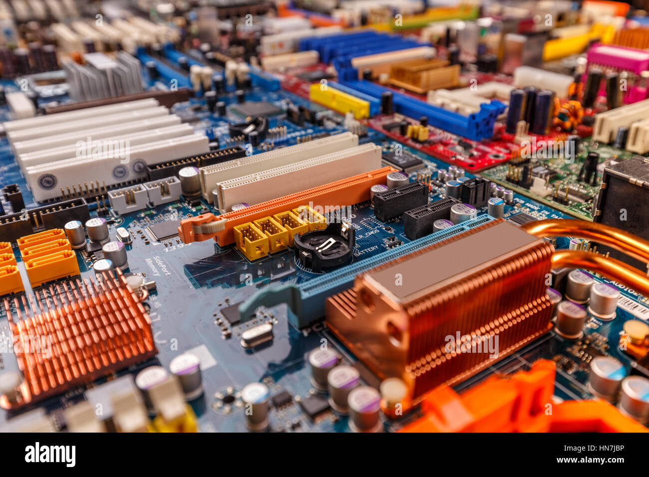 Computer motherboard closeup, electronic board background Stock Photo ...