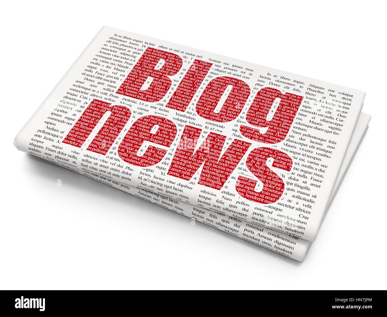 News concept: Pixelated red text Blog News on Newspaper background, 3D ...