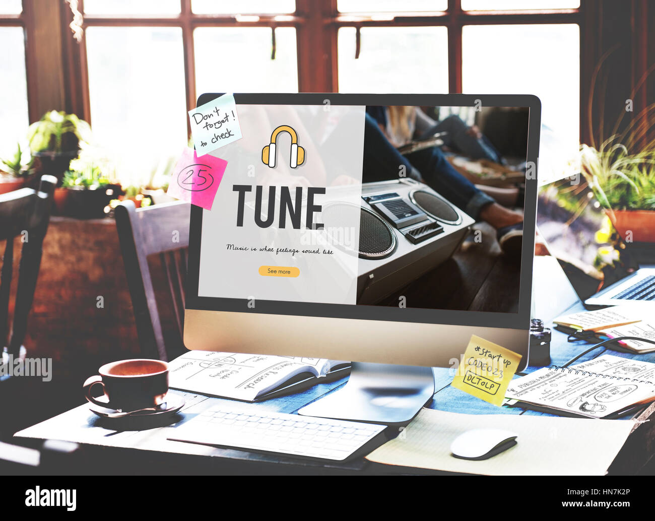 Audio book concept headphones notepad hi-res stock photography and ...