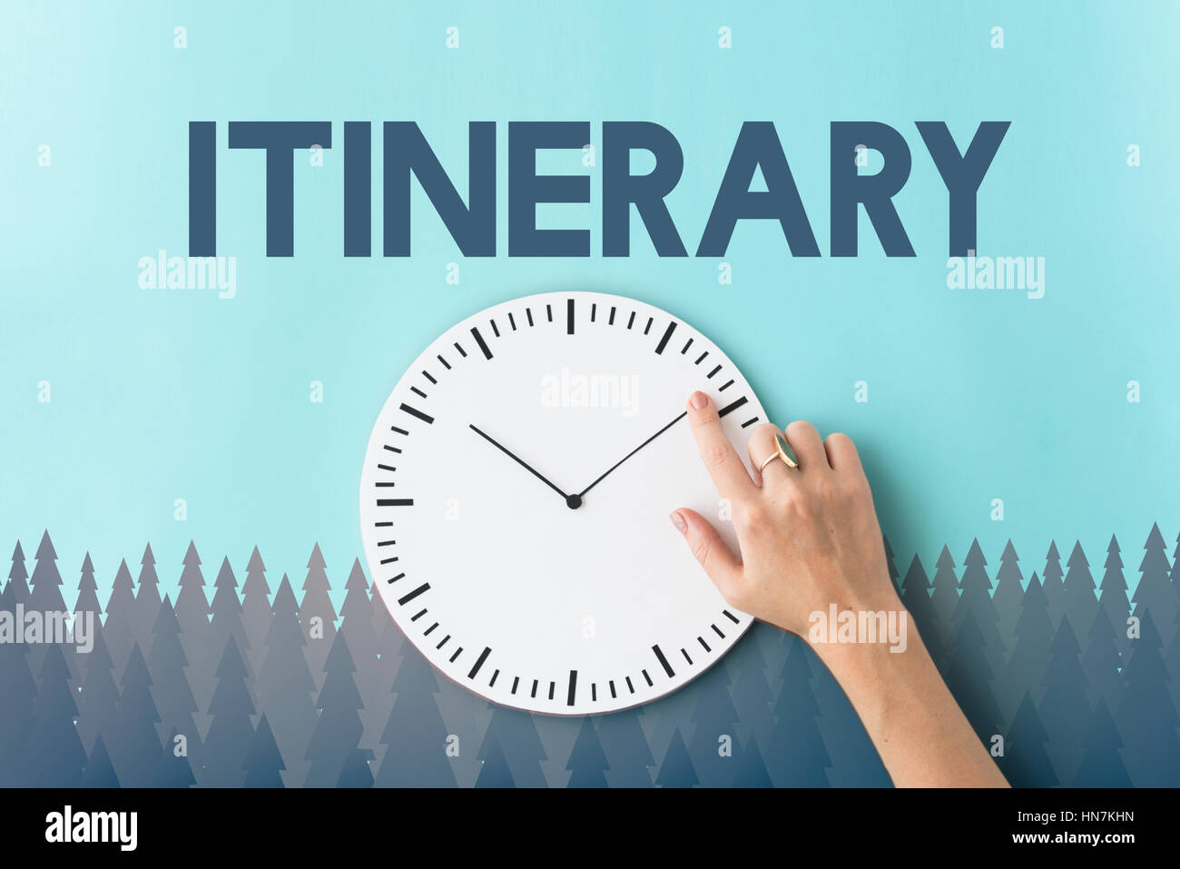 Itinerary word on nature background with trees Stock Photo - Alamy