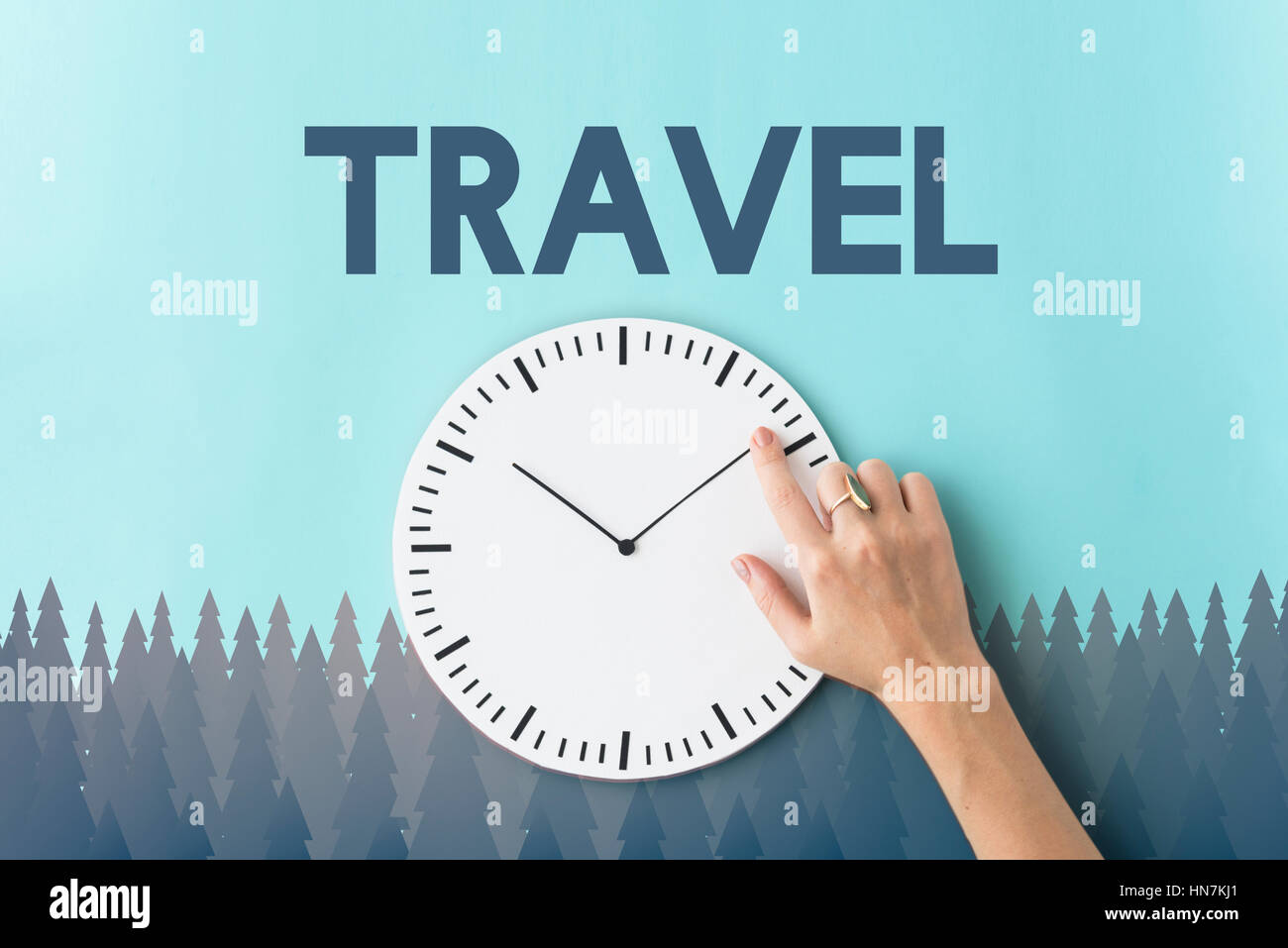 Travel word on nature background with trees Stock Photo - Alamy