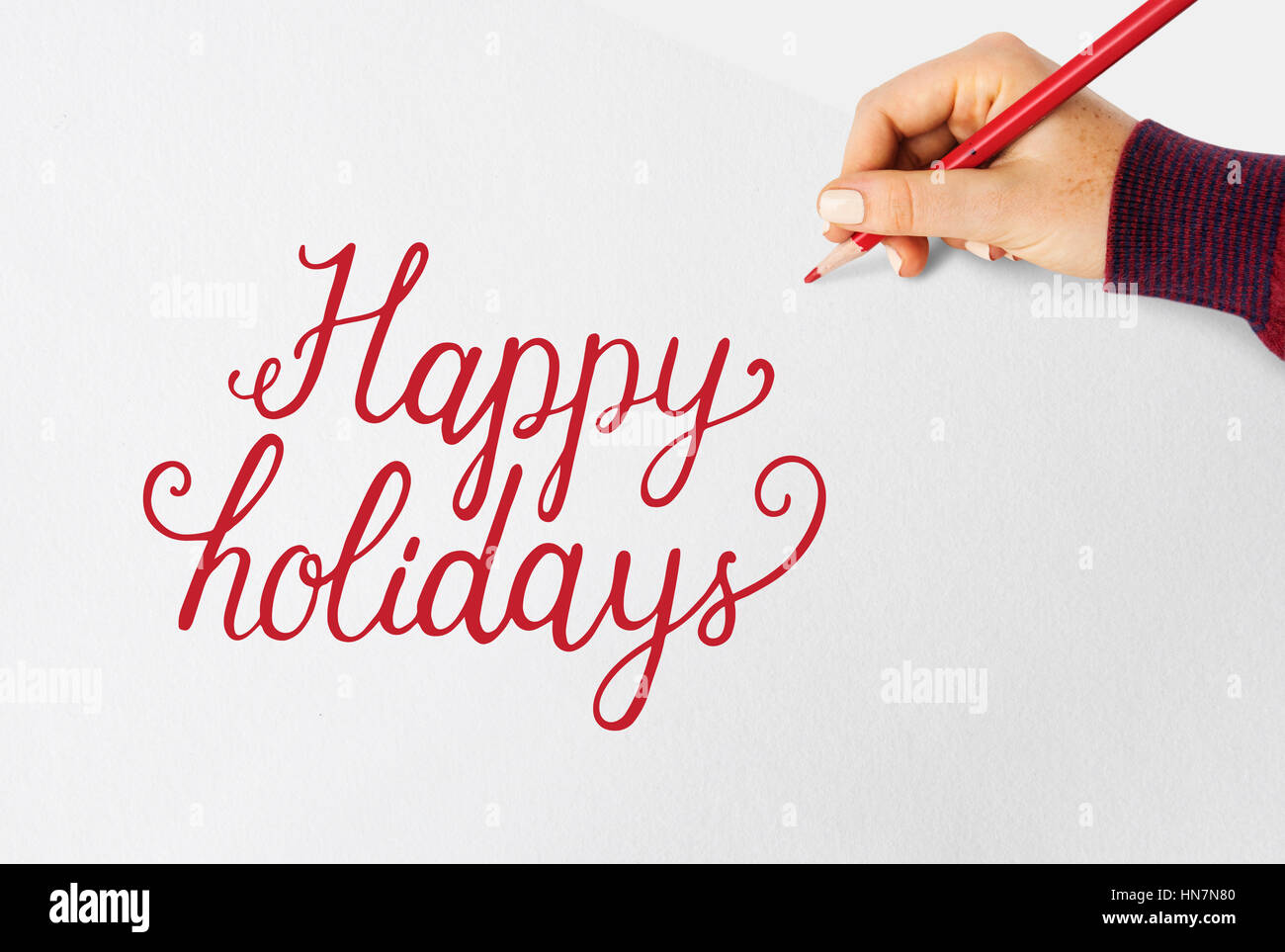 Happy holidays cheerful greeting word Stock Photo - Alamy