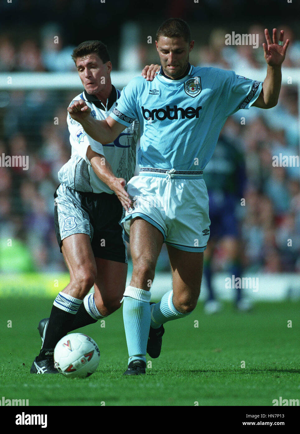 MICHAEL VONK AND JOHN EBBRELL CHALLENGE FOR THE BALL. 27 August 1994 ...