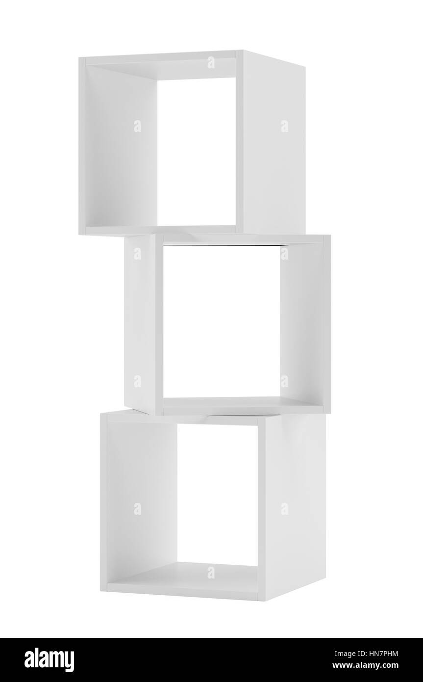 box shelves white. 3d rendering on background Stock Photo - Alamy