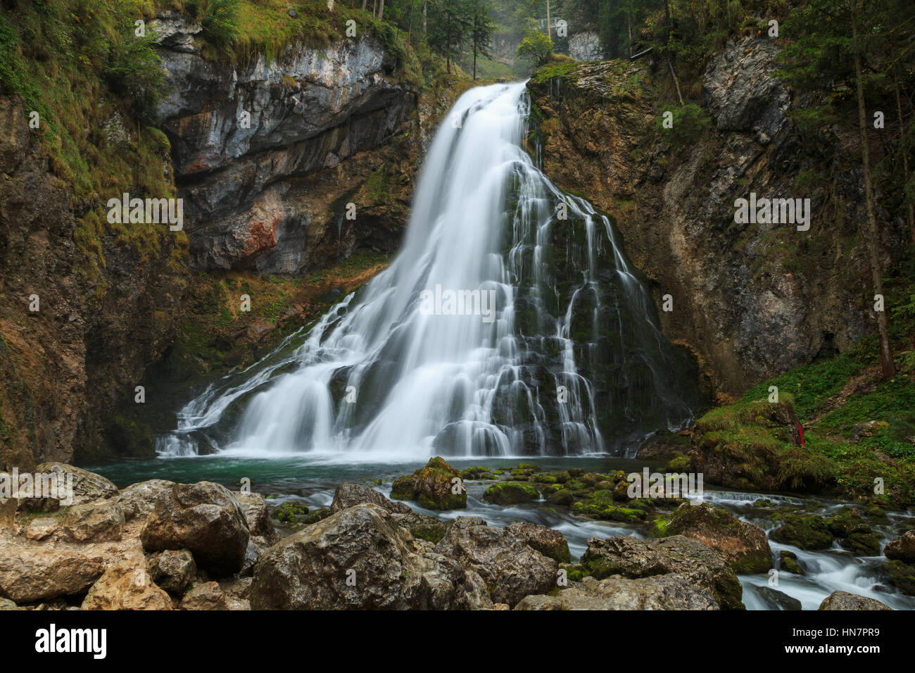 Beautiful Golling waterfall and near Golling and Salzach medieval town ...