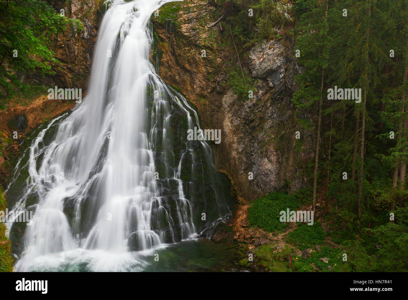 Beautiful Golling waterfall and near Golling and Salzach medieval town ...