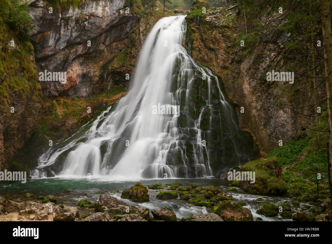 Beautiful Golling waterfall and near Golling and Salzach medieval town ...